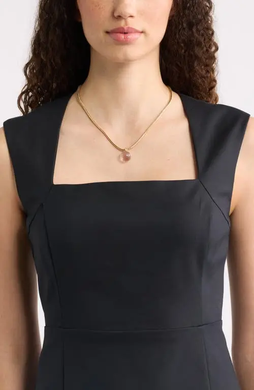 Chelsea28 Square Neck Midi Dress - Black