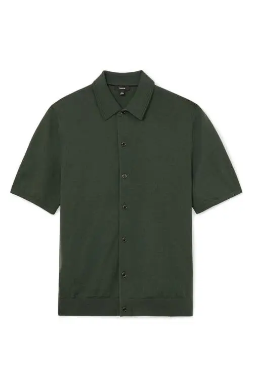 REISS Drayton Wool Short Sleeve Sweater - Dark Green