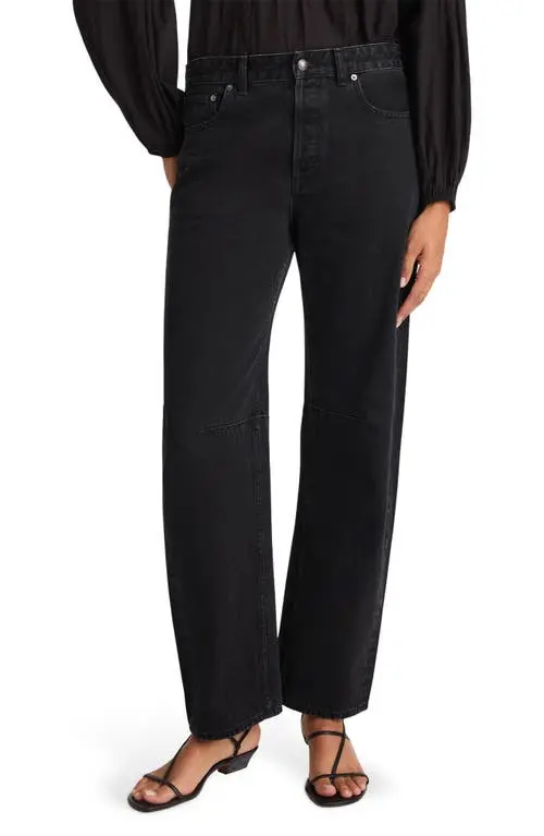 Madewell The Darted Barrel Leg Jeans - Washed Black