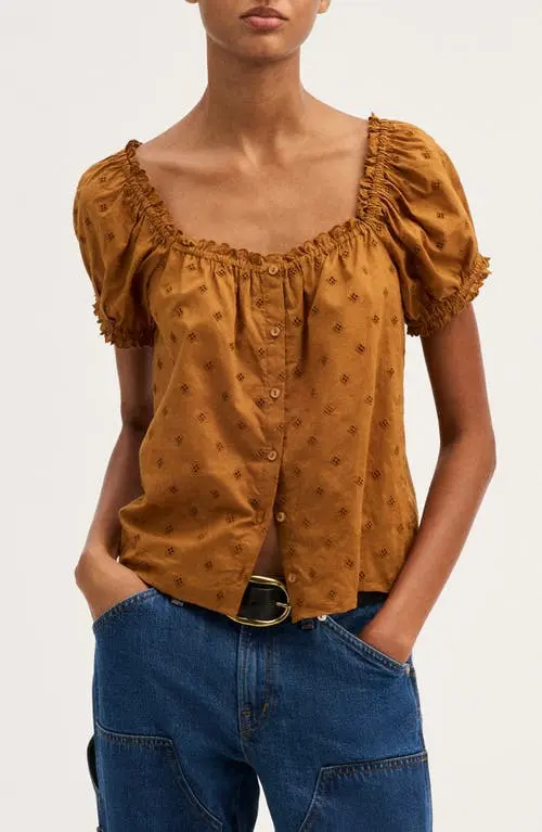 Madewell The Chateau Cotton Eyelet Top - Acorn