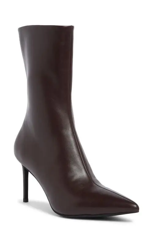 Jeffrey Campbell Everynite Pointed Toe Faux Leather Bootie - Coffee