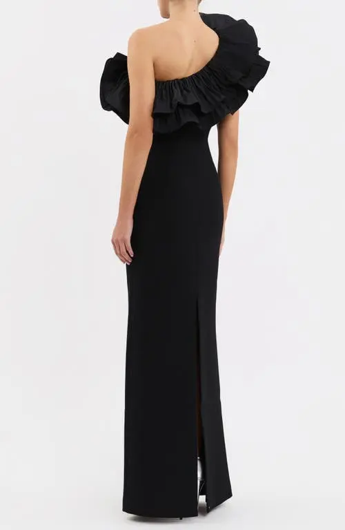 Rebecca Vallance Ella Ruffle Neck Gown - Black