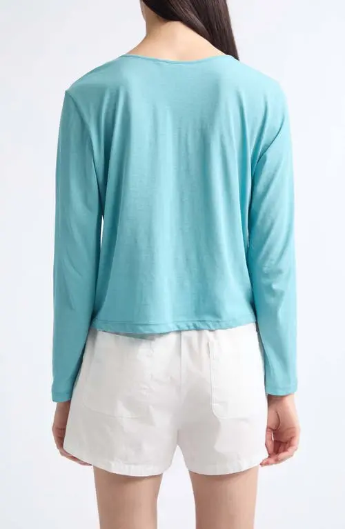 LESET Milo Long Sleeve Cotton Jersey T-shirt - Skye