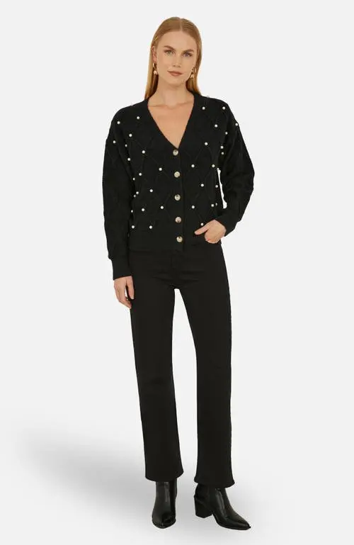 YUMI Beaded Cable Knit Cardigan