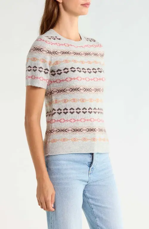 Lucky Brand Fair Isle Short Sleeve Sweater