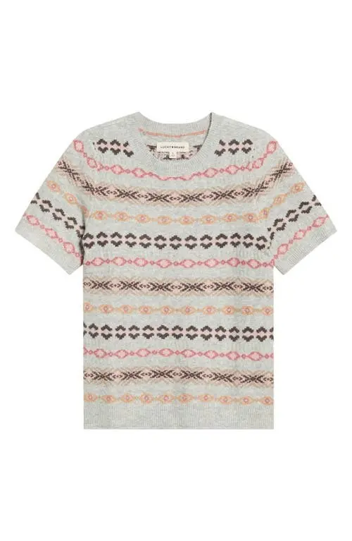Lucky Brand Fair Isle Short Sleeve Sweater