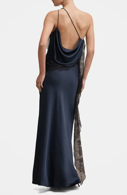 EVER NEW Sylvie Asymmetric Satin Gown