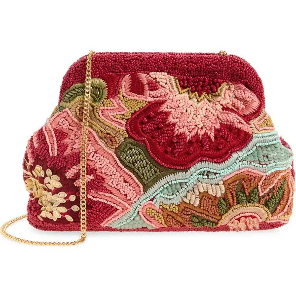 Mango Tropic Beaded Clutch - Red