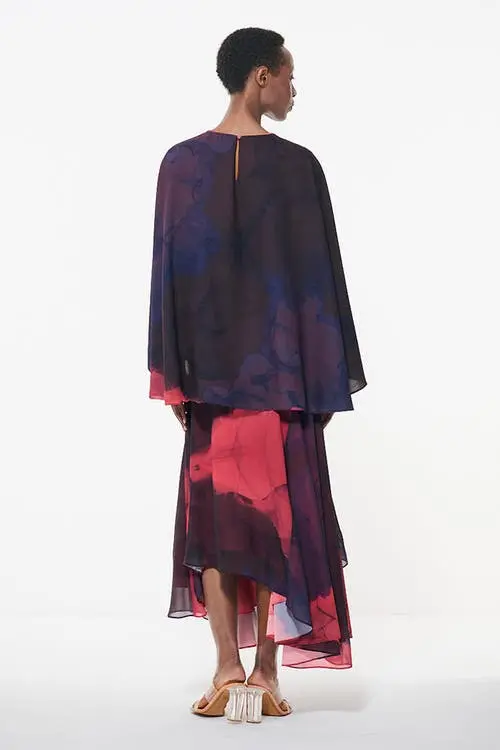 LEEM Cape Sleeve Printed Top