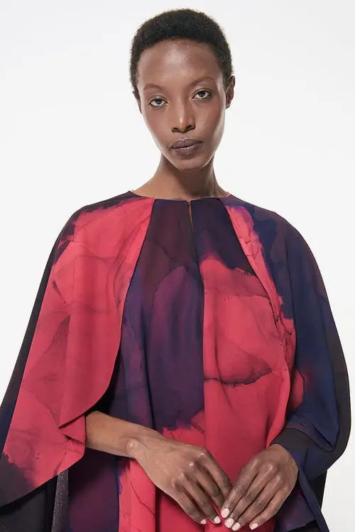 LEEM Cape Sleeve Printed Top