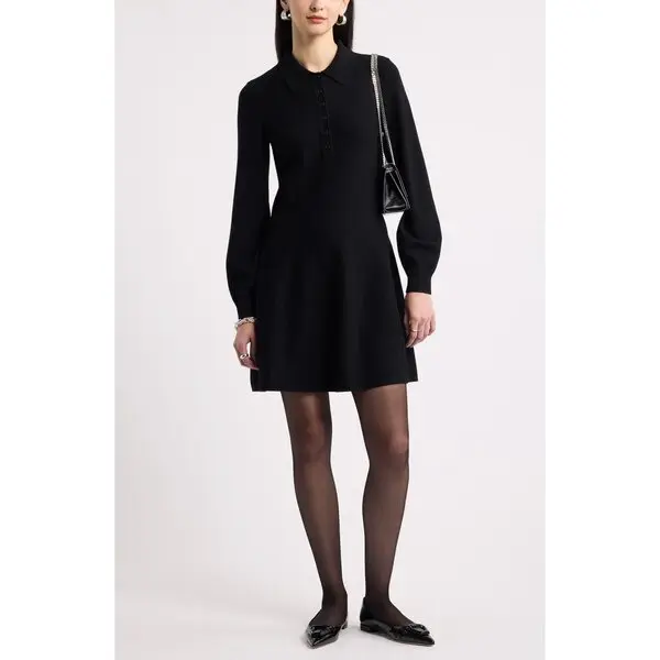 Nordstrom Polo Long Sleeve Mini Dress - Black