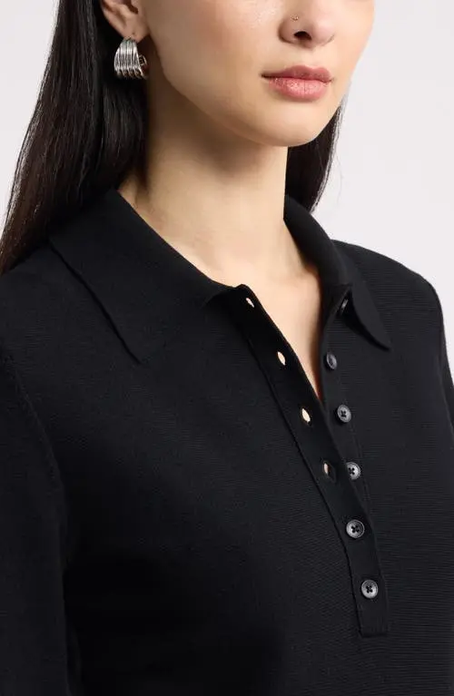 Nordstrom Polo Long Sleeve Mini Dress - Black