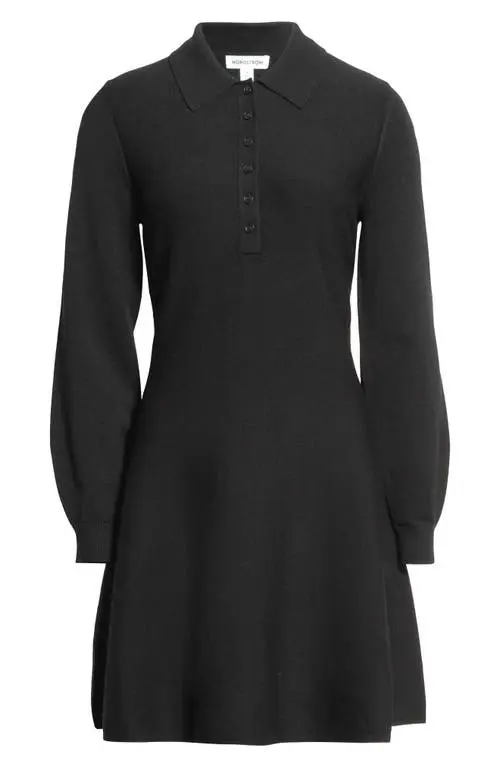 Nordstrom Polo Long Sleeve Mini Dress - Black