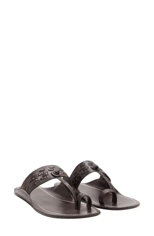 Mango Woven Leather Sandal - Chocolate