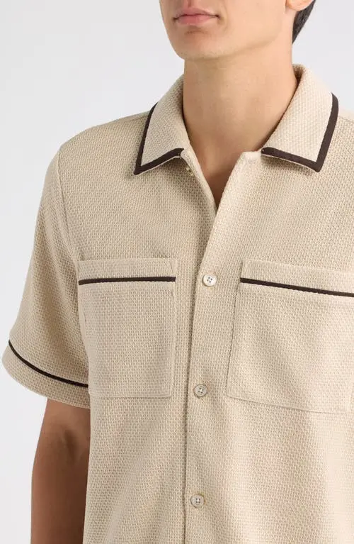 REISS Weaver Camp Shirt - Stone