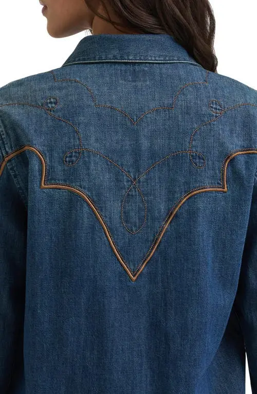 Wrangler Tess Dramatic Collar Western Denim Shirt