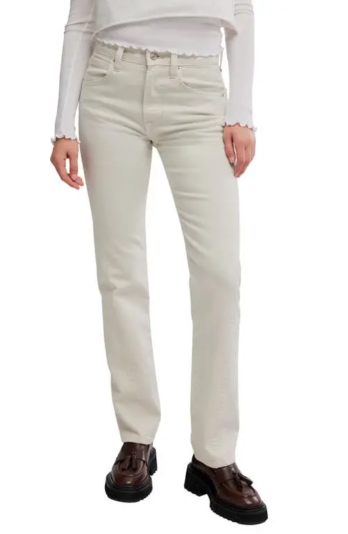 Free People Edie High Waist Tapered Leg Jeans - Oyster