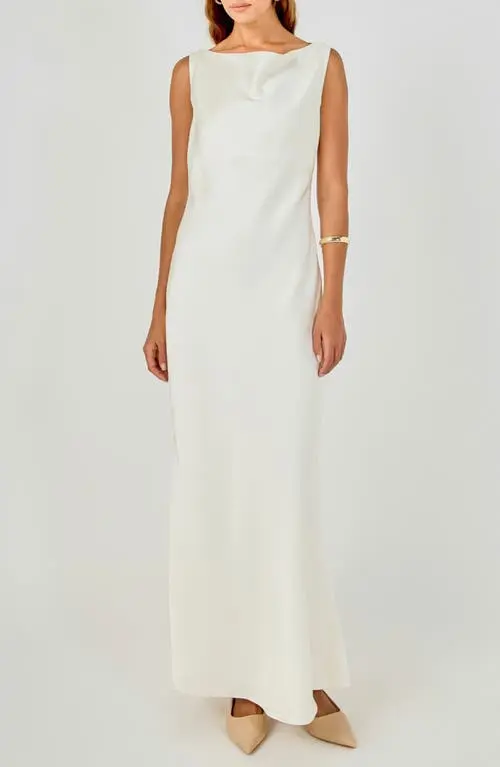 Endless Rose Cowl Neck Satin Maxi Gown - Ivory