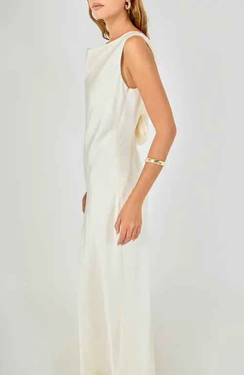 Endless Rose Cowl Neck Satin Maxi Gown