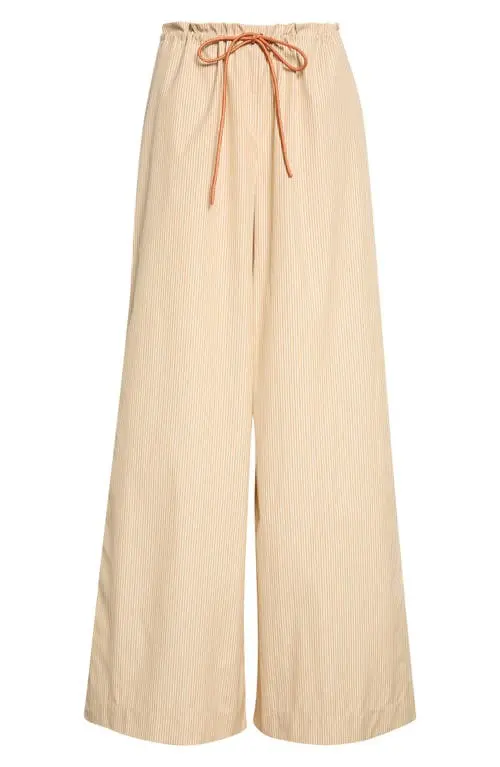 KALLMEYER Wesley Striped Wide Leg Drawstring Pants - Apricot