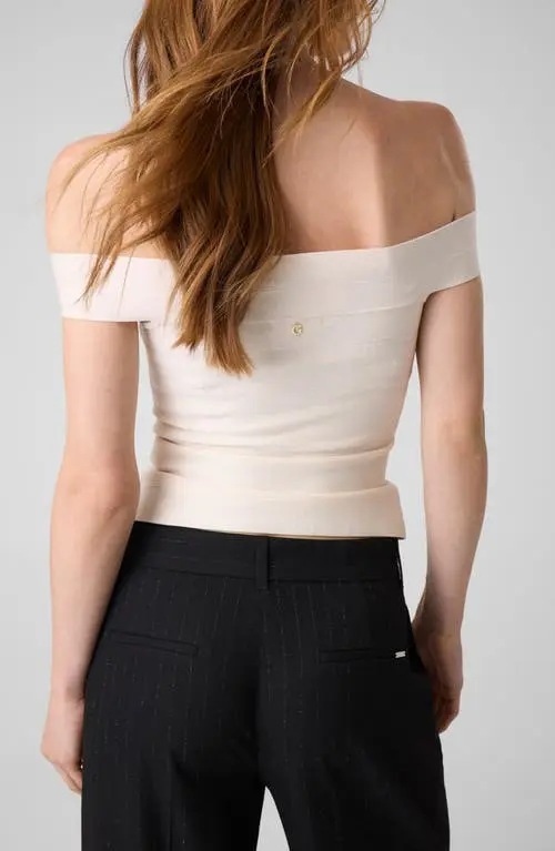 Guess Alexis Off The Shoulder Bandage Top - Ivory