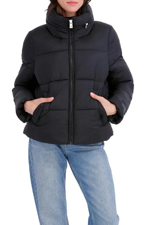 Tahari Dakota Quilted Puffer Jacket - Black