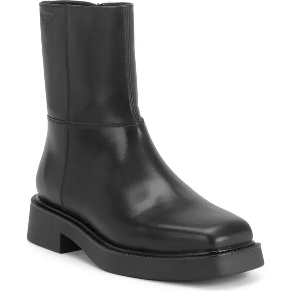 VAGABOND SHOEMAKERS Jillian Leather Zip Up Block Heel Boot - Black