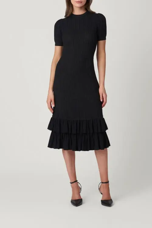 Shoshanna Pointelle Knit Savannah Dress - Jet