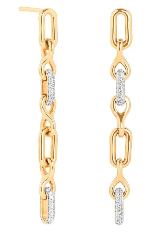 ASTRID & MIYU Pavé Chain Link Linear Drop Earrings - Gold