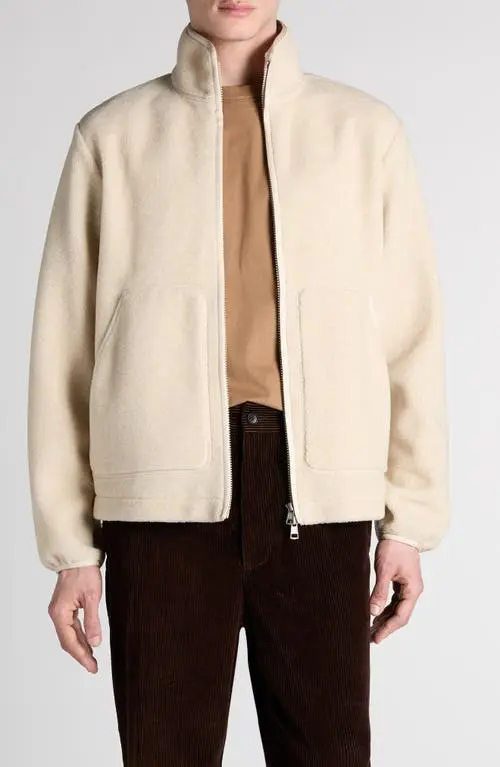 Moncler Zip Up Fleece Cardigan - Beige