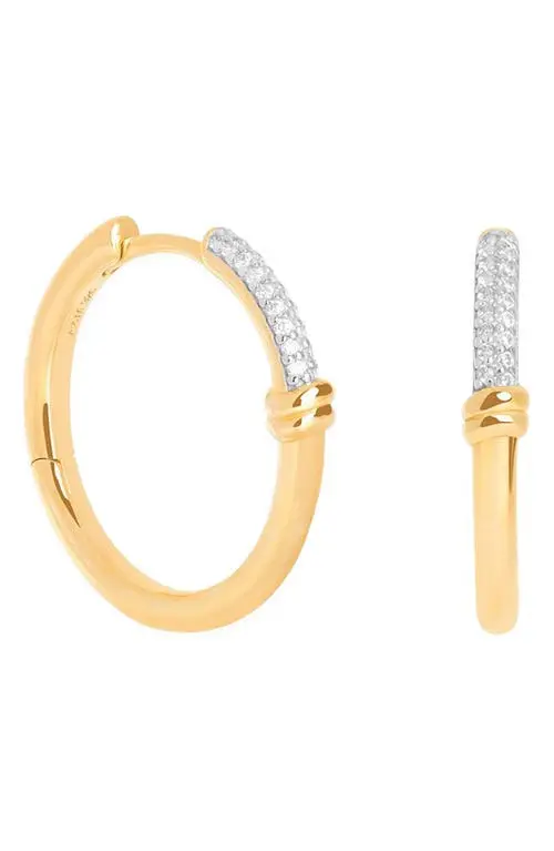 ASTRID & MIYU Pave Twist Detail Hoop Earrings - Gold