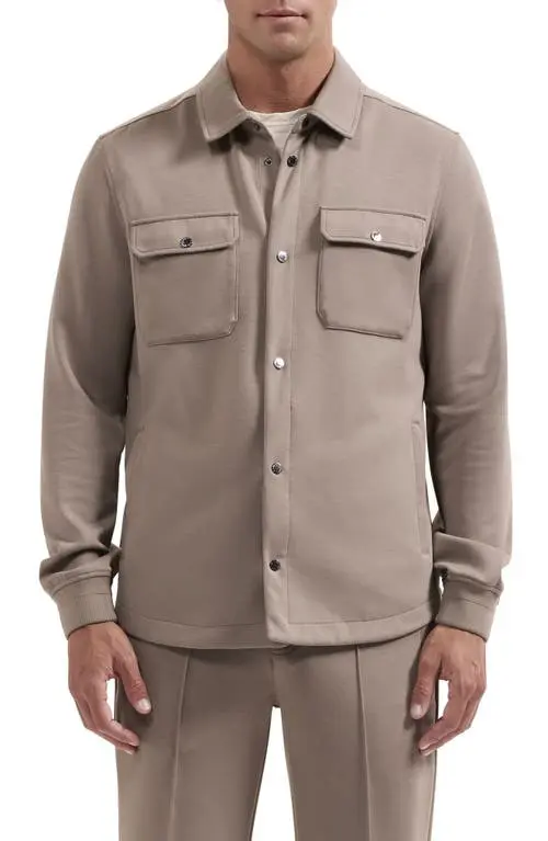 Bugatchi Soft Touch Knit Shirt Jacket - Walnut