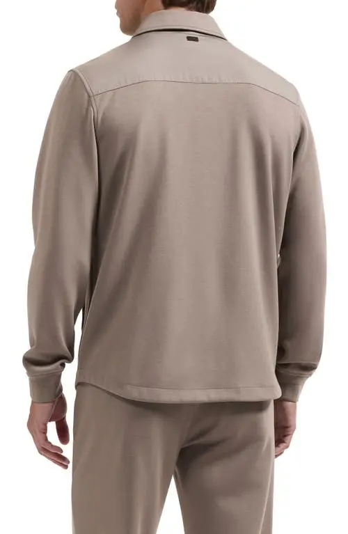 Bugatchi Soft Touch Knit Shirt Jacket - Walnut