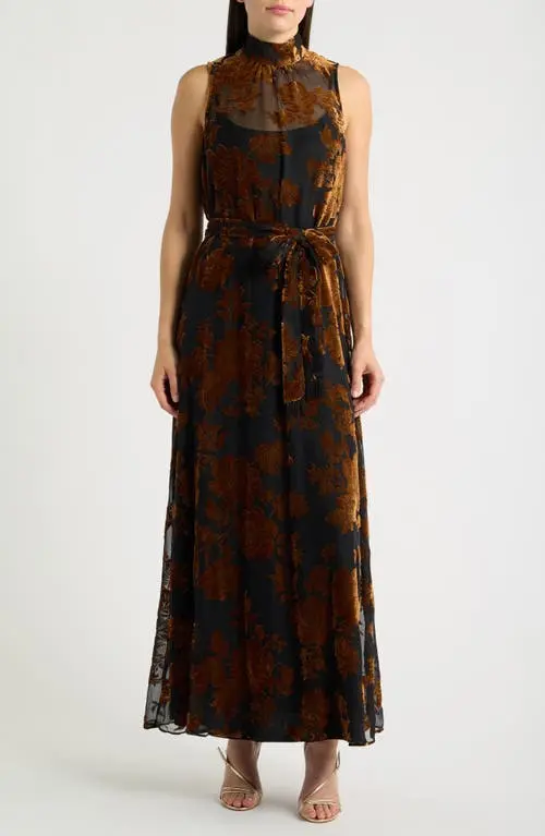 Julia Jordan Velvet Burnout Sleeveless Maxi Dress