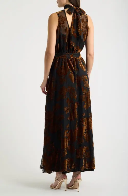 Julia Jordan Velvet Burnout Sleeveless Maxi Dress