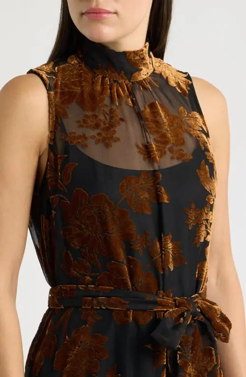 Julia Jordan Velvet Burnout Sleeveless Maxi Dress