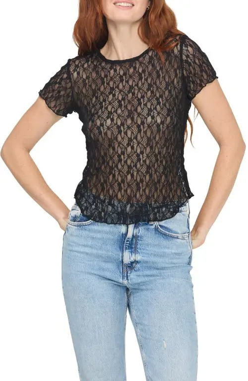 PROJECT SOCIAL T Avila Lace Baby Tee - Black
