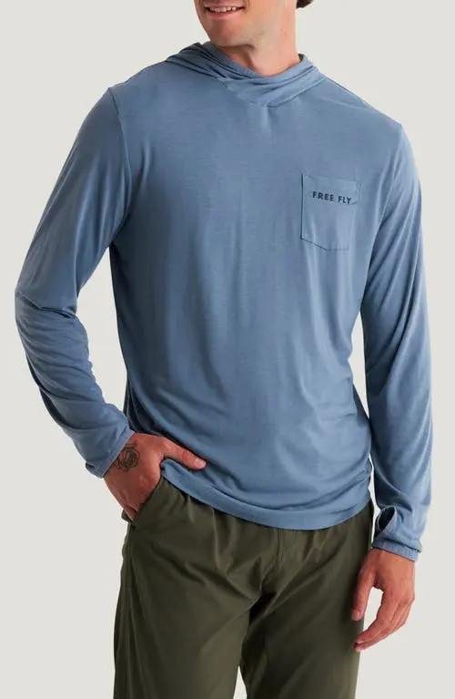 FREE FLY Bait And Tackle Lightweight Pullover Hoodie - Pacific Blue