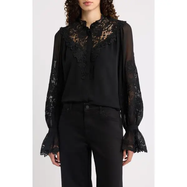 Kobi Halperin West Lace Detailed Balloon Sleeve Shirt