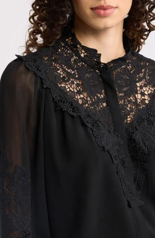 Kobi Halperin West Lace Detailed Balloon Sleeve Shirt