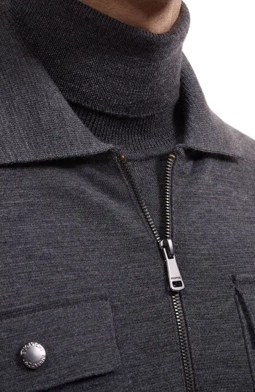 Bugatchi Milano Merino Wool Cardigan - Anthracite