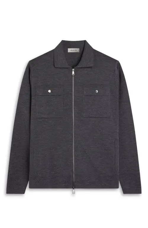 Bugatchi Milano Merino Wool Cardigan - Anthracite