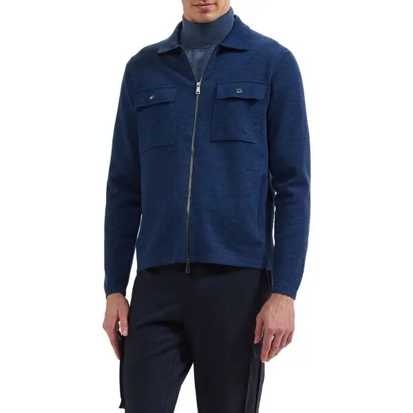 Bugatchi Milano Merino Wool Cardigan - Navy