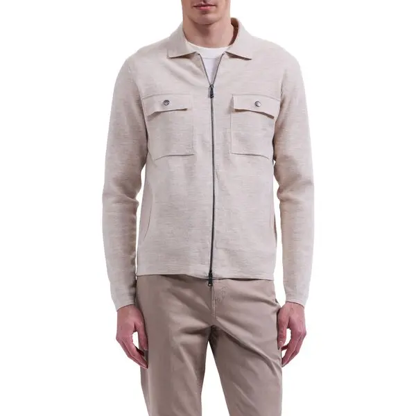 Bugatchi Milano Merino Wool Cardigan - Sand