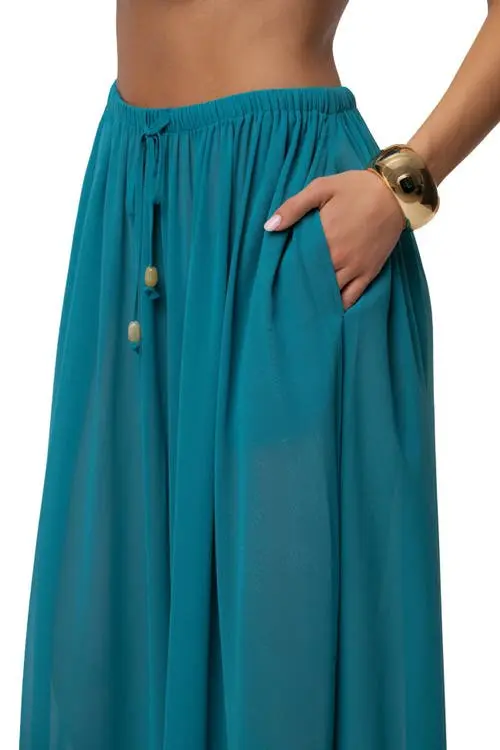 JLUXLABEL Resort Glow Chiffon Pant - Aqua