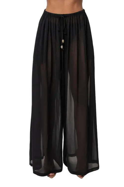 JLUXLABEL Resort Glow Chiffon Palazzo Pant - Black