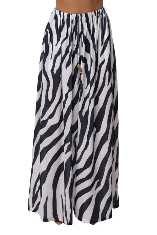 JLUXLABEL Resort Glow Chiffon Palazzo Pant - Navy
