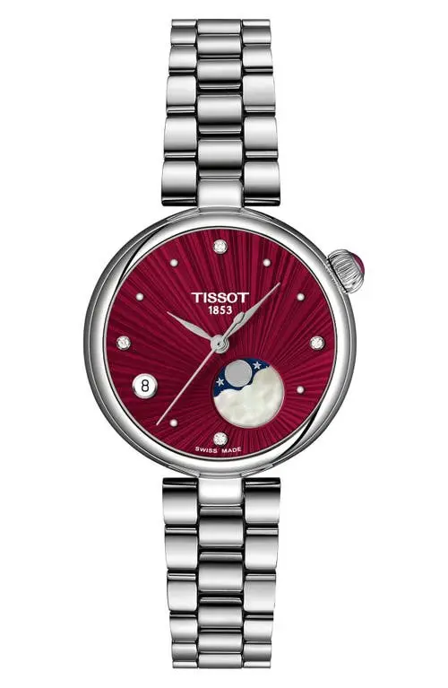 TISSOT Bellissima Desir Moonphase Two-tone Bracelet Watch - Red