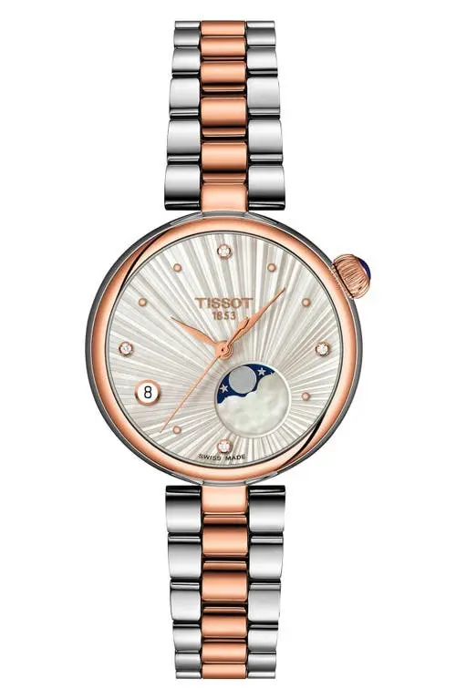 TISSOT Bellissima Desir Moonphase Two-tone Bracelet Watch - Silver