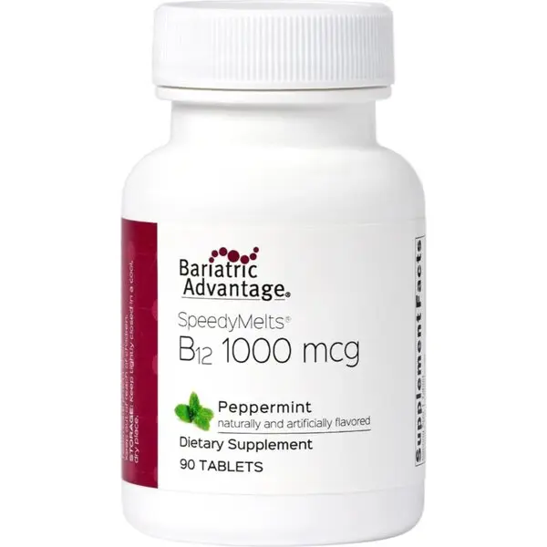 BARIATRIC ADVANTAGE Fast Melting B12 1000 Mcg Supplement With Folic Acid Peppermint 90 Count - None